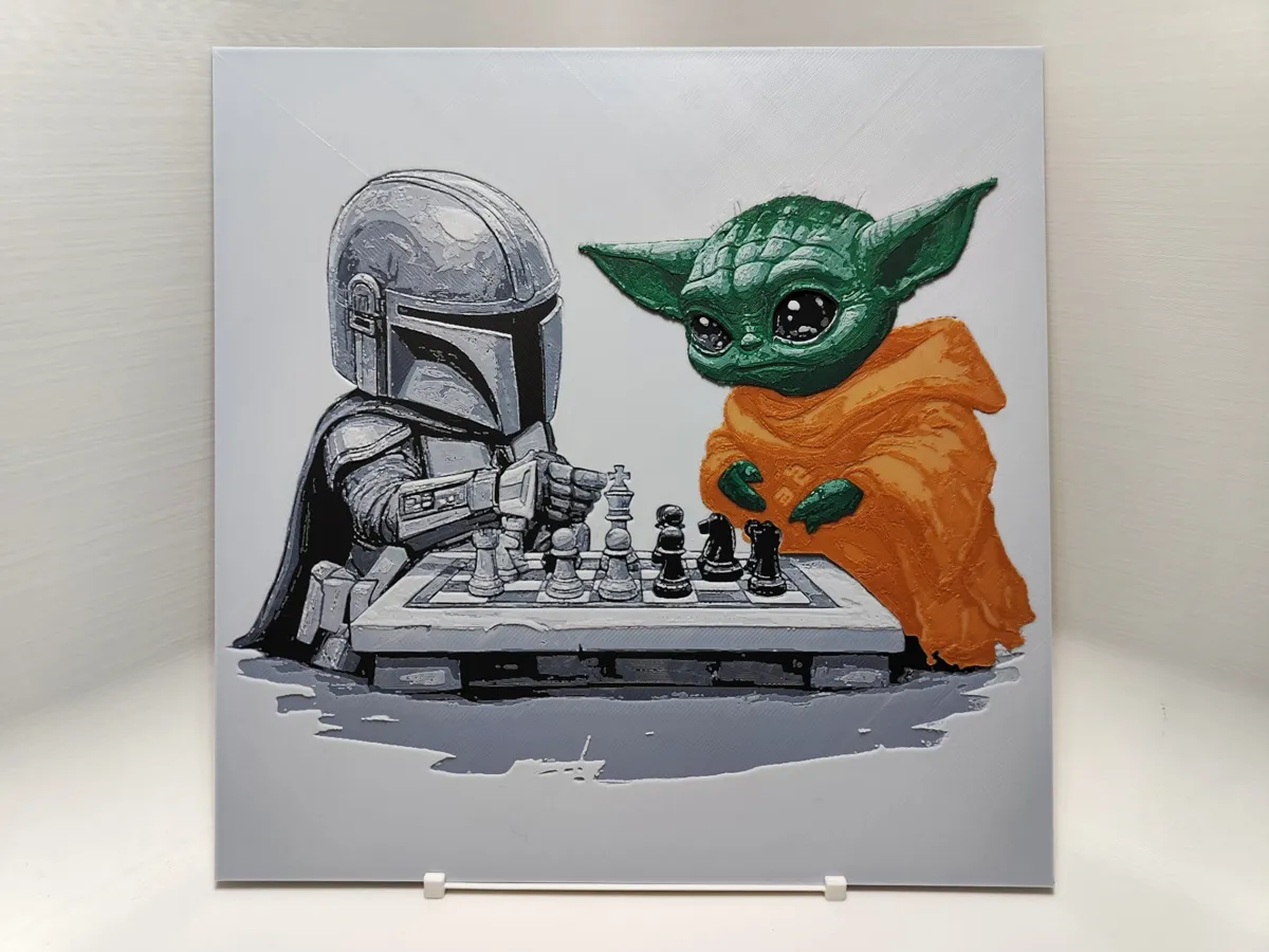 Mando and Grogu playing chess - Hueforge - Free 3D Print Model - MakerWorld