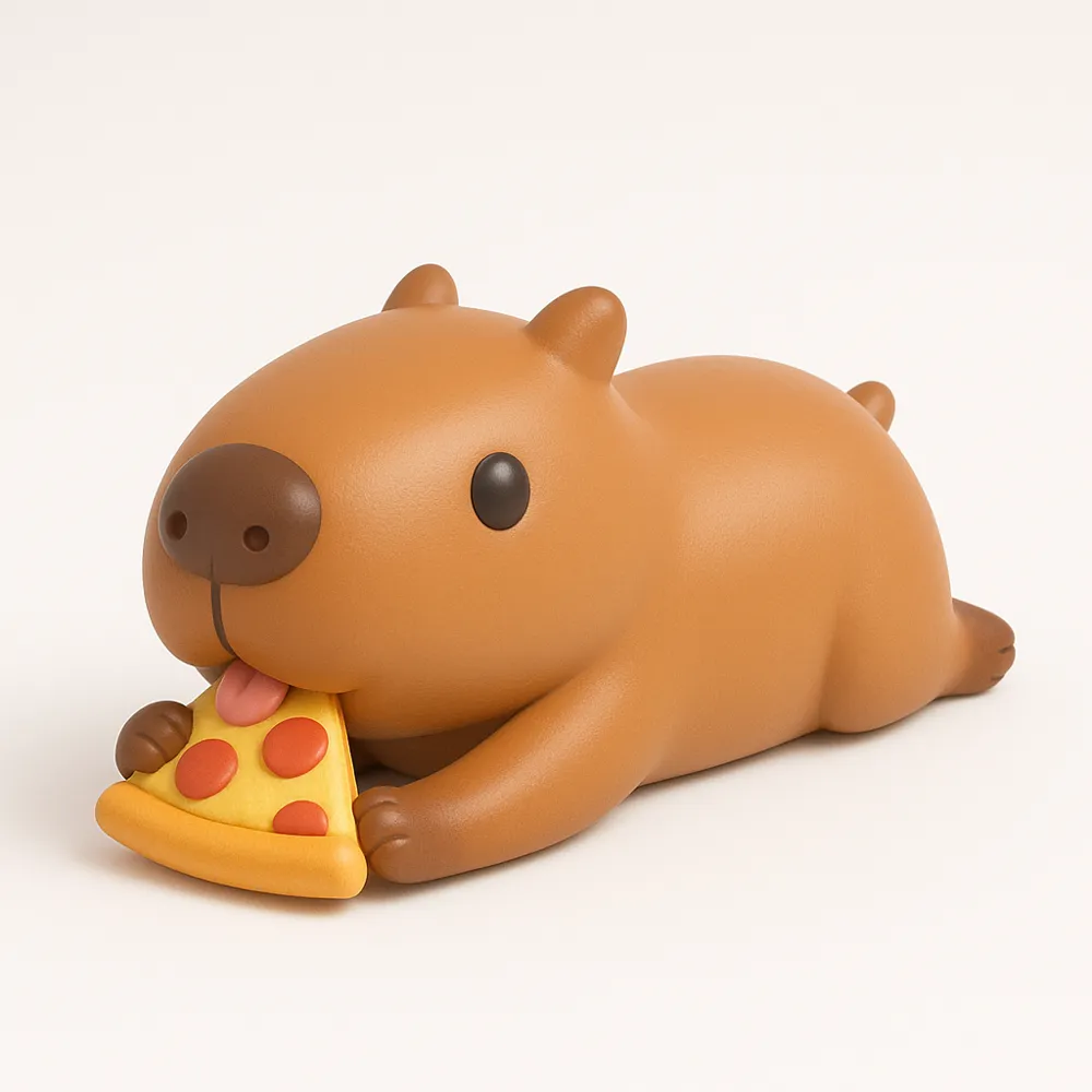 Cute Capybara Eating Pizza Slice Articulated Toy - Free 3D Print Model ...
