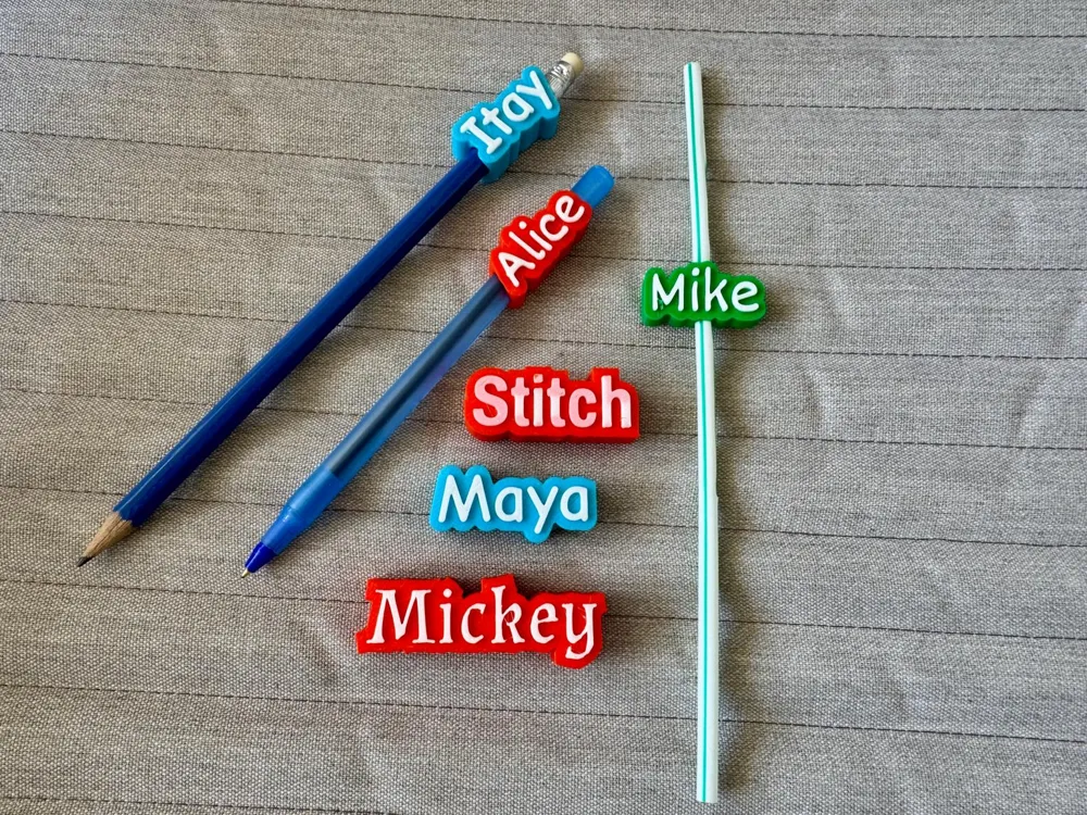 Customizable Name Topper (Pencil/Straw/Drawstring) - Free 3D Print ...