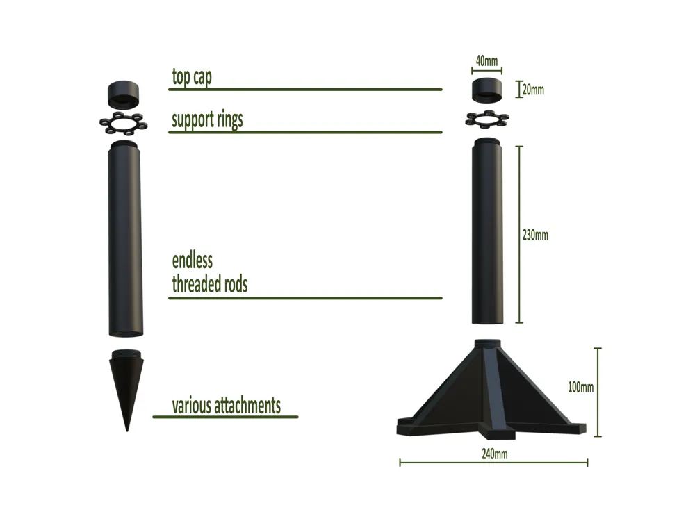 Adjustable Threaded Plant Support - Free 3D Print Model - MakerWorld