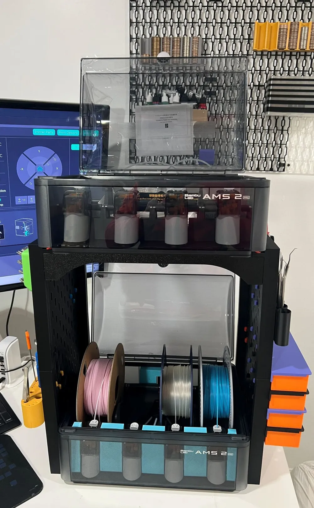 AMS 2 PRO STACKER WITH SKADIS SIDES - Free 3D Print Model - MakerWorld