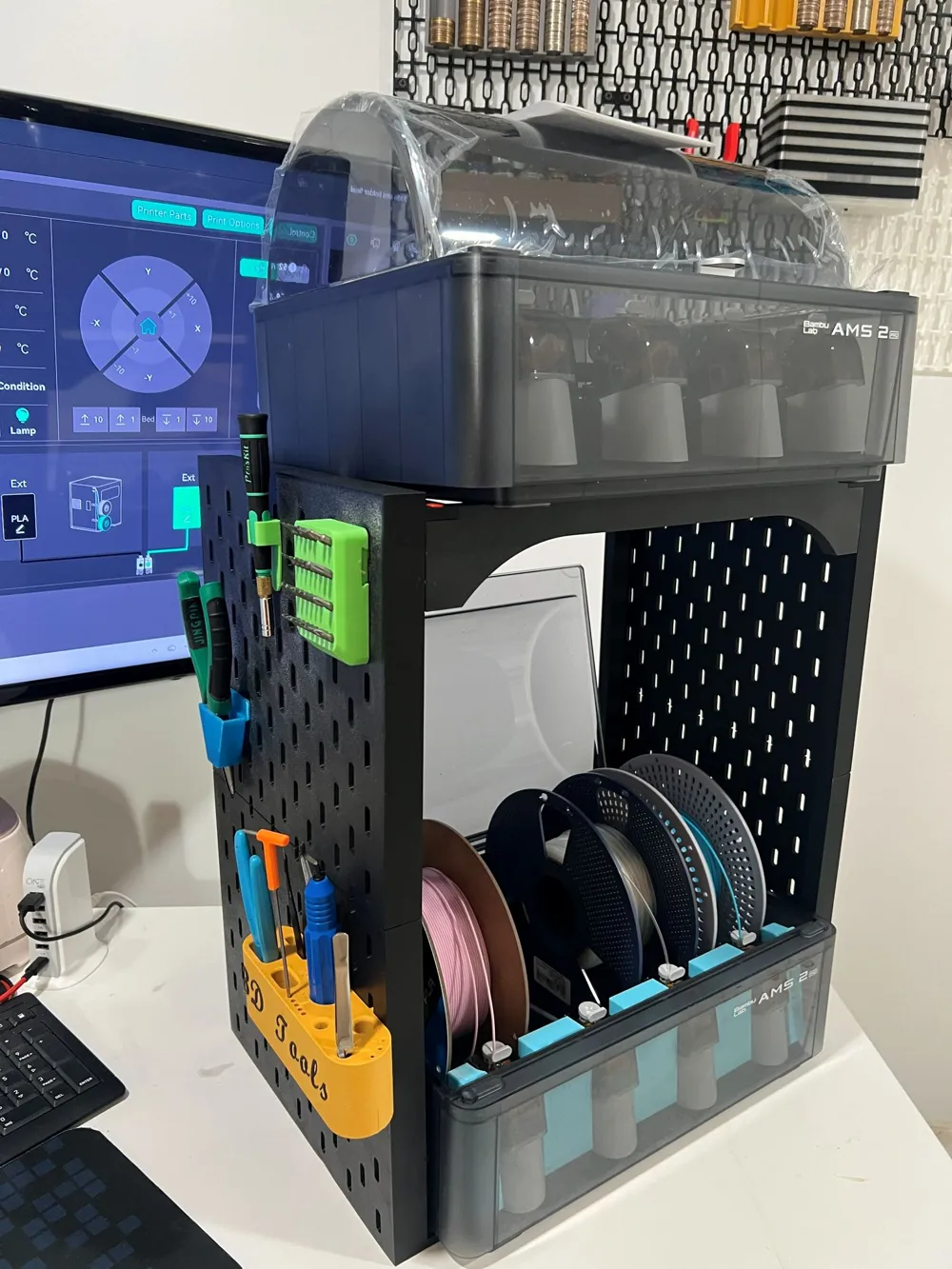 AMS 2 PRO STACKER WITH SKADIS SIDES - Free 3D Print Model - MakerWorld