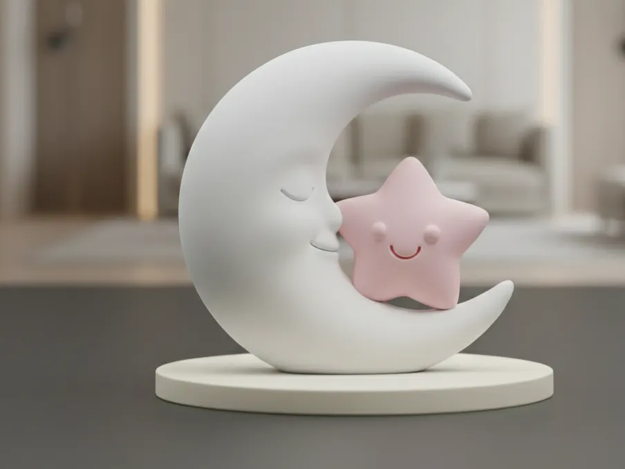 Hugging Moon & Star Figurines - Free 3D Print Model - MakerWorld