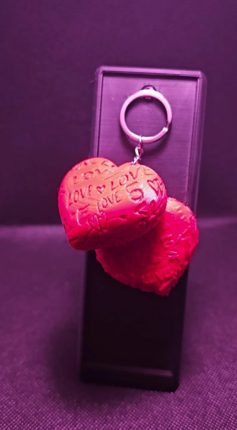 heart keyring with embossed / debossed LOVE words by Tiny Bits ...