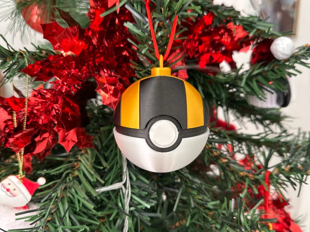 Ultra Ball-Christmas Ornament-Pokeball Functional - Free 3D Print Model ...