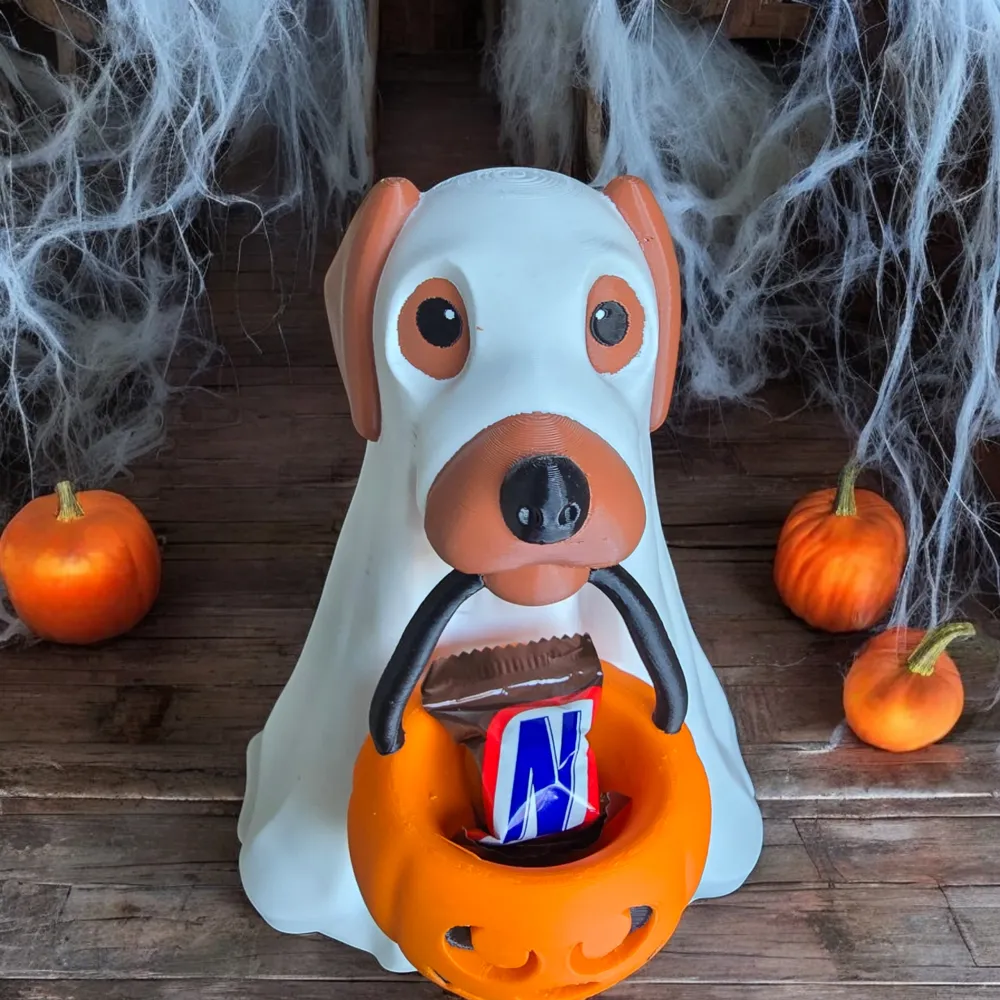 Halloween Dog Ghost Cute Trick or Treat Pumpkin by johnnyTbird - MakerWorld