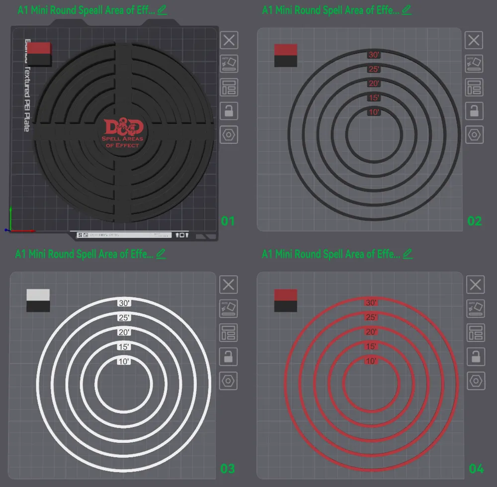 DnD Round Spell Area of Effect Templates + Holder - Free 3D Print Model ...