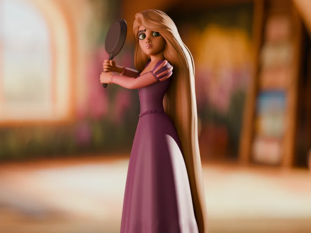 Tangled Rapunzel with a Frying Pan Action Figure - Free 3D Print Model ...