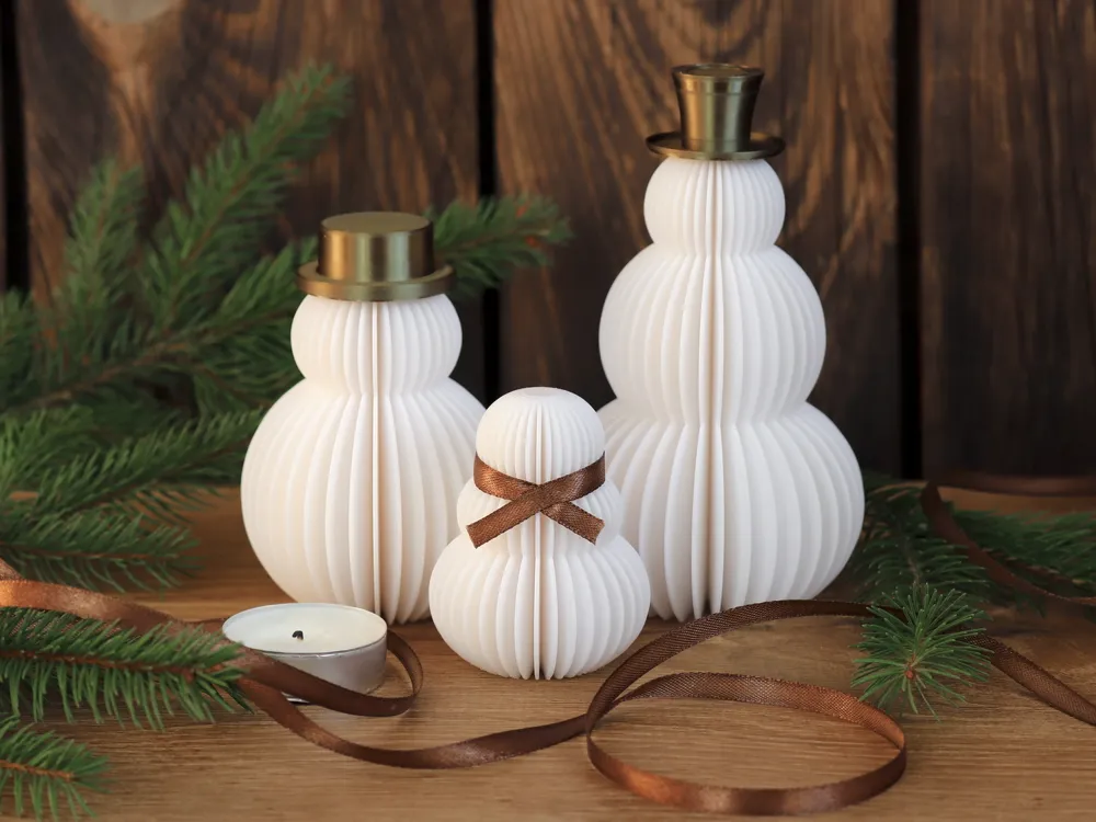 Paper Snowman Family: Elegant Winter Decor by Johnny_Bit MakerWorld: Download Free 3D Models