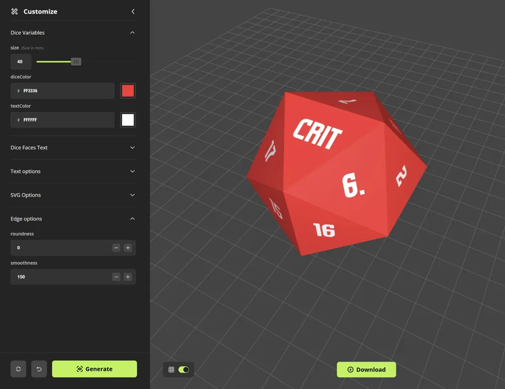 Parametric D20 Customizer - Design on MakerWorld by linton MakerWorld: Download Free 3D Models