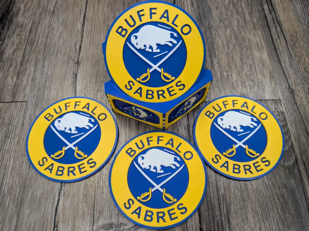 Buffalo Sabres Coaster Set & Stand - Free 3D Print Model - MakerWorld