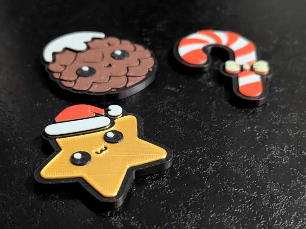 Cute Christmas Magnets Pt. 5 - layered & embossed! - Free 3D Print ...