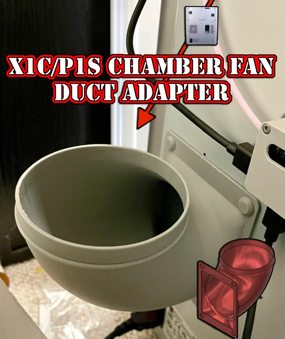 *V2* X1C,P1S 90° Chamber Fan to 4" Duct Adapter (magnetic)! by Emoticon ...
