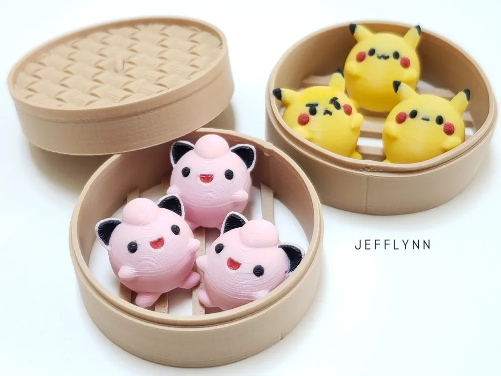 Jigglypuff Pokemon Bun Fidget Keychain (Dim Sum) - Free 3D Print Model ...