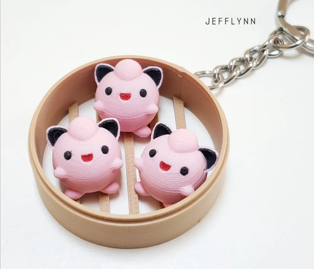 Jigglypuff Pokemon Bun Fidget Keychain (Dim Sum) - Free 3D Print Model ...