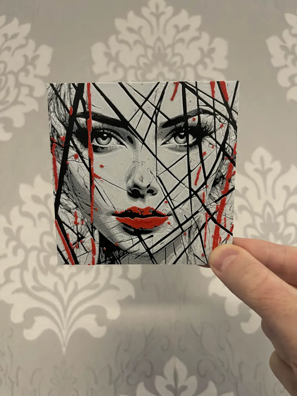 Woman with red lips Hueforge - Free 3D Print Model - MakerWorld