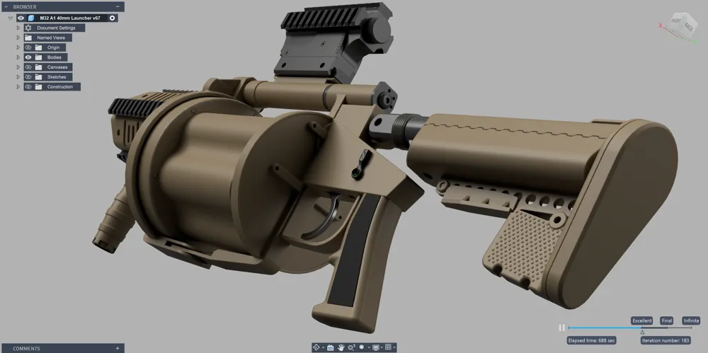 M32A1 40mm Grenade Launcher - 1:1 Display (V1) - Free 3D Print Model ...