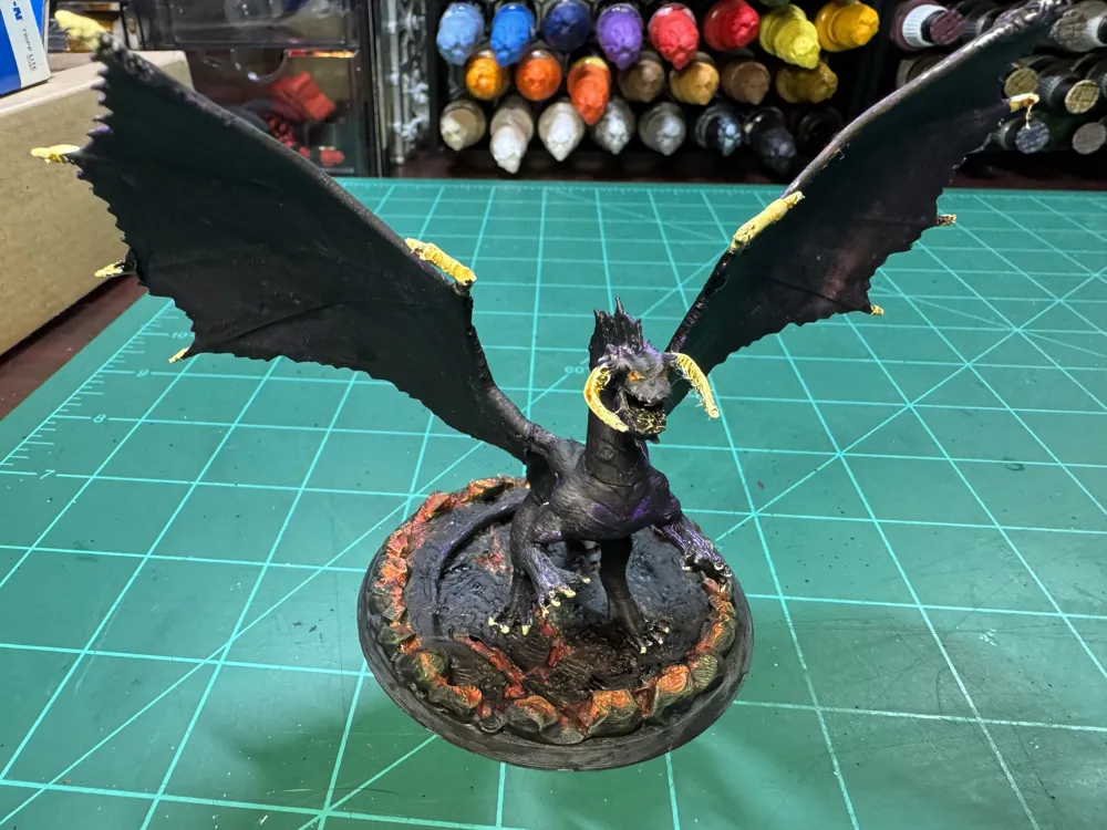 Young Black Dragon: DnD D&D PF Mini - Free 3D Print Model - MakerWorld