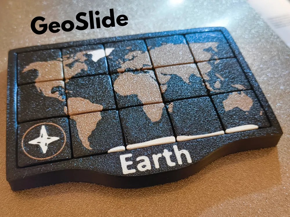 World Map Slide Puzzle – fast print&Print in Place by UniversalMaker ...