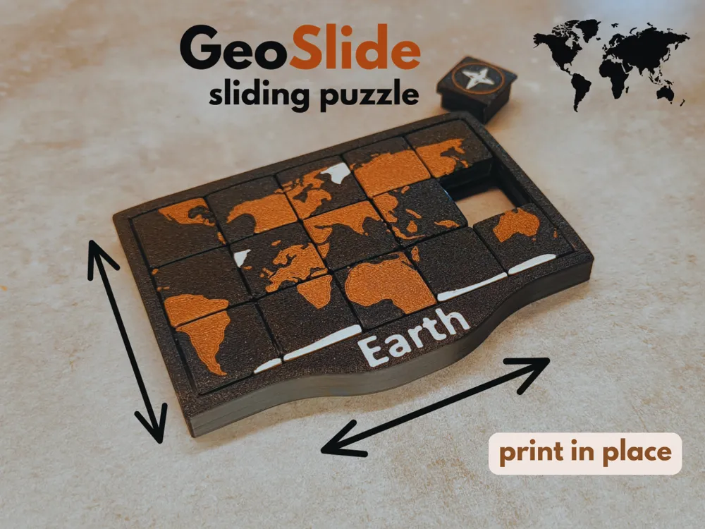 World Map Slide Puzzle – fast print&Print in Place by UniversalMaker ...