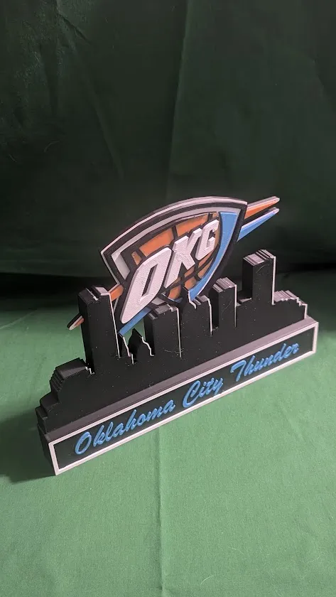 Oklahoma City Skyline and OKC Thunder Logo - Free 3D Print Model ...