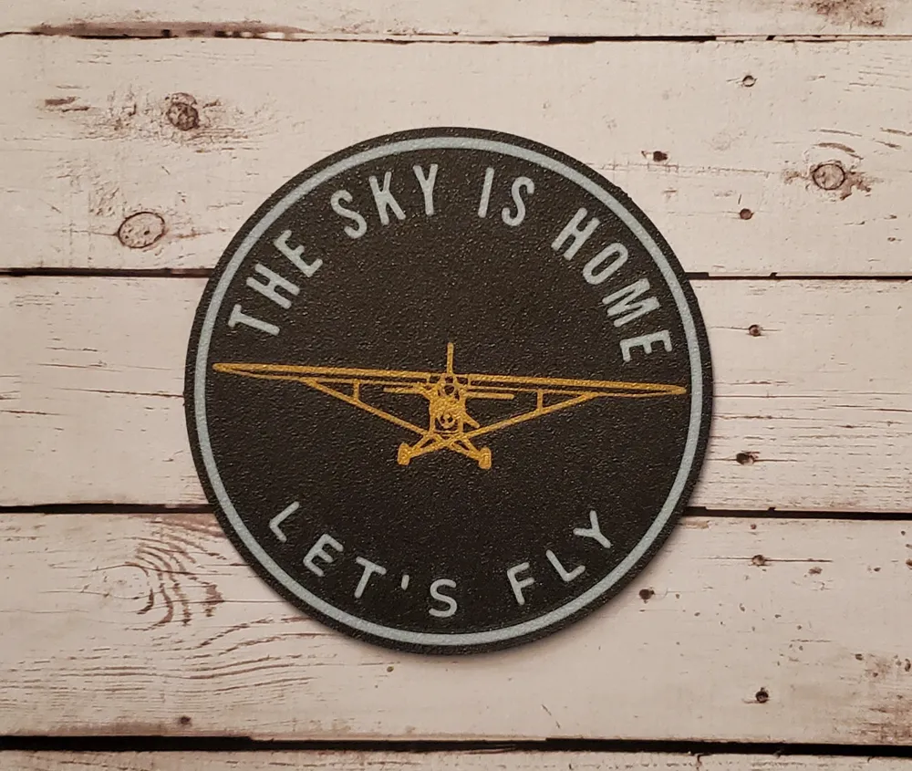 The Sky is Home - Let's Fly - Piper Cub Coaster by Fight2Fly - MakerWorld