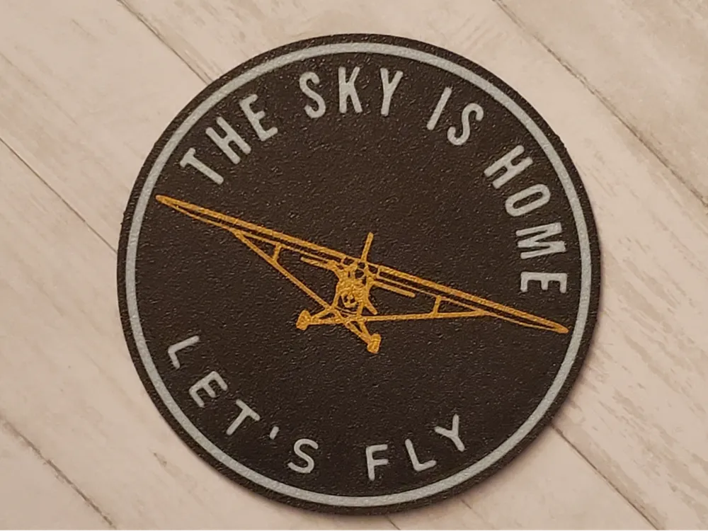 The Sky is Home - Let's Fly - Piper Cub Coaster by Fight2Fly - MakerWorld