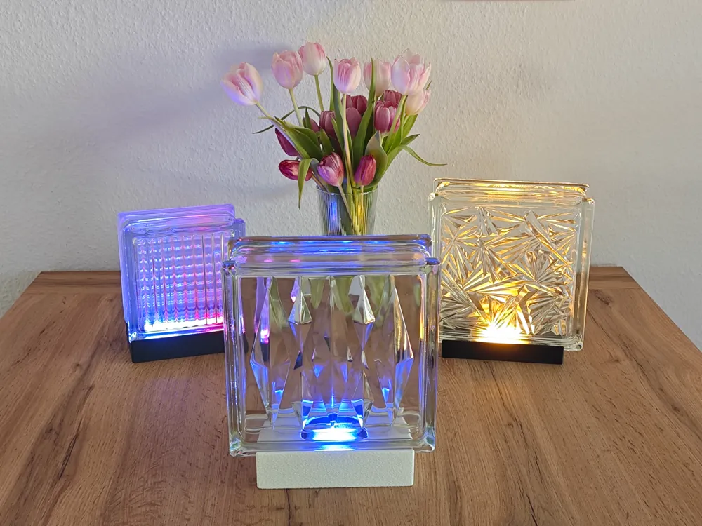 Glass Block Lamp - LED Lamp Kit 001 / RGBW Puck - Free 3D Print Model ...