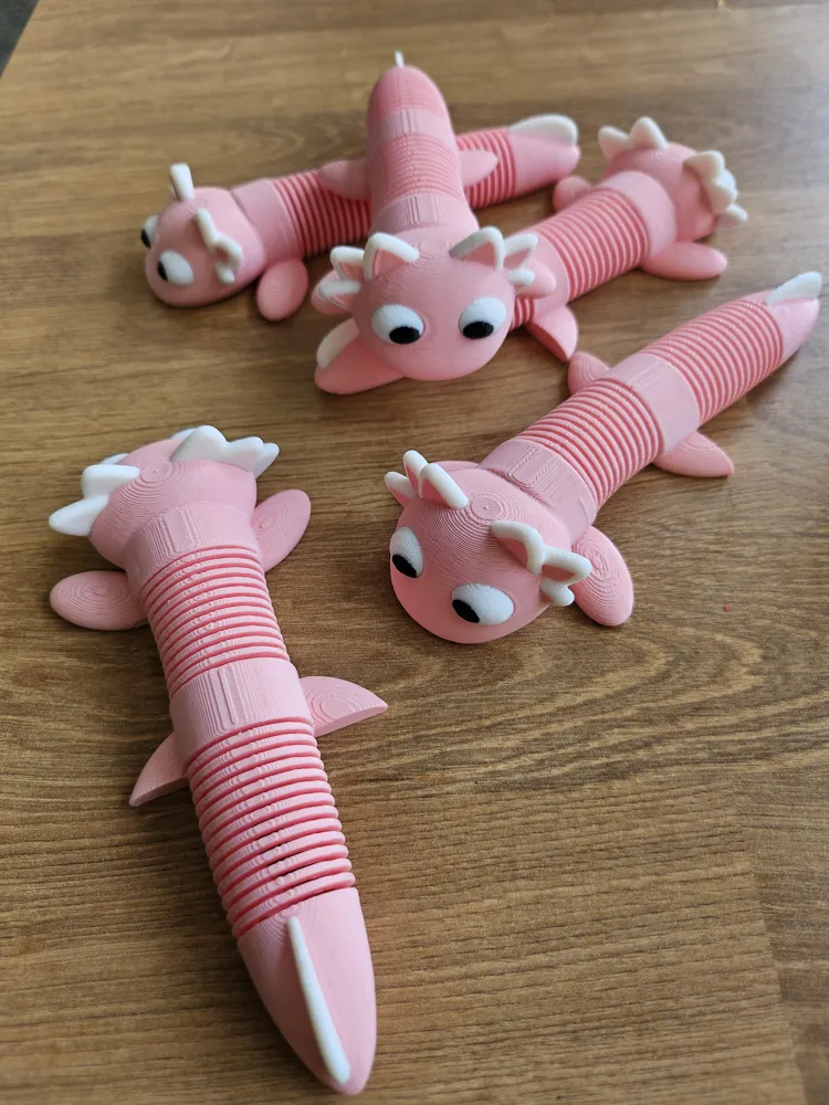 cute SLINKY AXOLOTL super flexi by MadMonkey3D MakerWorld: Download Free 3D Models