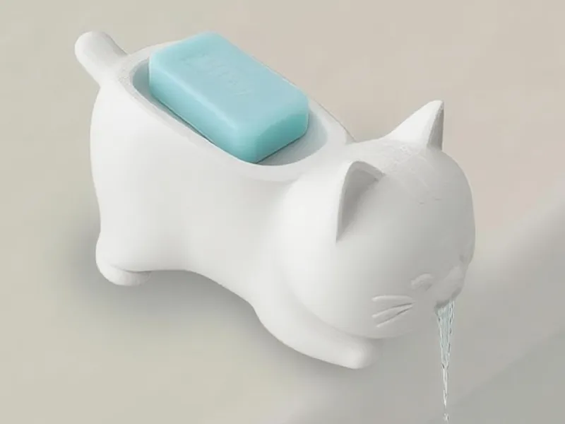 Cute Cat Drain Soap Dish - Free 3D Print Model - MakerWorld