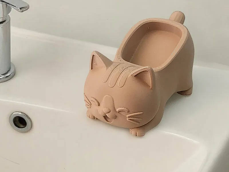 Cute Cat Drain Soap Dish - Free 3D Print Model - MakerWorld