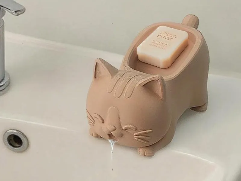 Cute Cat Drain Soap Dish - Free 3D Print Model - MakerWorld