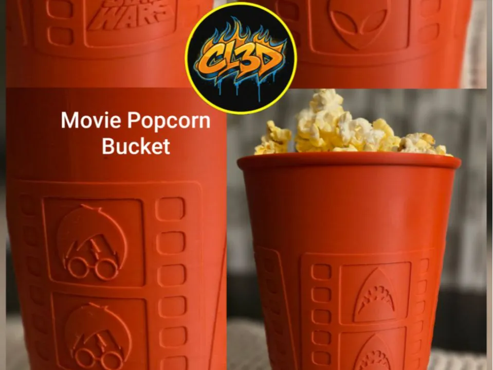Movie Film Popcorn Bucket - Free 3D Print Model - MakerWorld