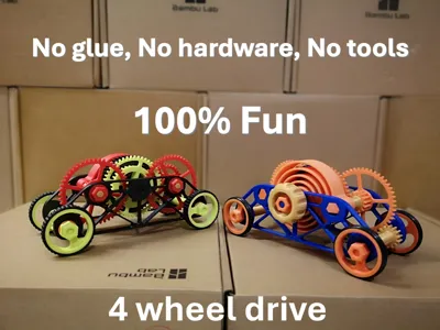 Spring Car – Wind-up Mechanism - 4x4 - Free 3D Print Model - MakerWorld