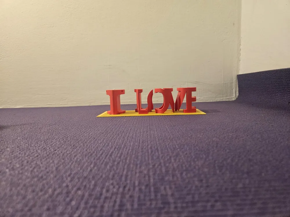 I love you anamorphic sign illusion - Free 3D Print Model - MakerWorld