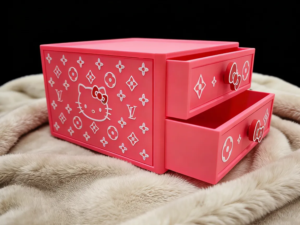 Hello Kitty & LV Collaboration Drawer Jewelry Box Two-Layer Stackable ...