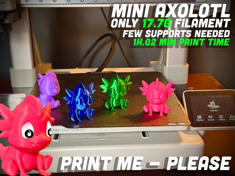 Mini Axolotl – Print-Perfect Amphibian Friend Fast - Free 3D Print ...