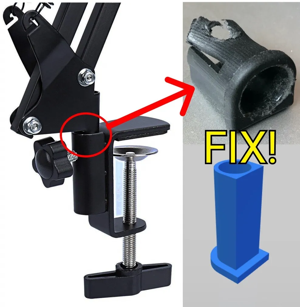Fix Wobbly Microphone Arm Stand Replacement Sleeve - Free 3D Print ...