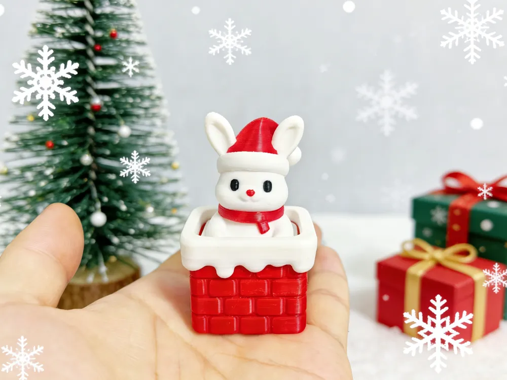Christmas Bunny Push Fidget Toy (Multi-color, Multi-part) - Free 3D Print Model - MakerWorld