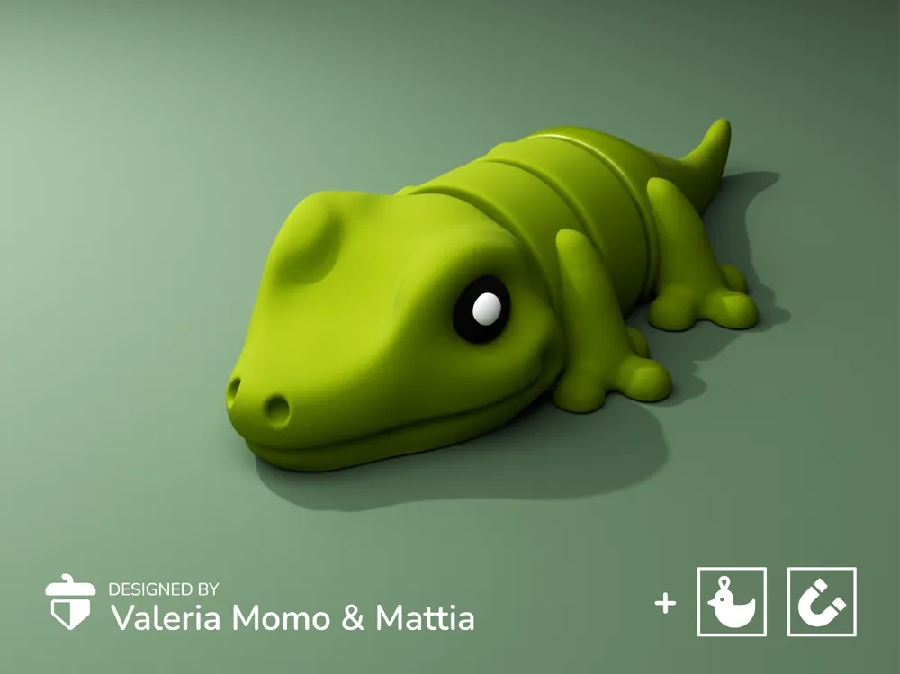 Cute Flexi Gecko (Keychain & Fridge Magnet) by Valeria Momo & Mattia ...