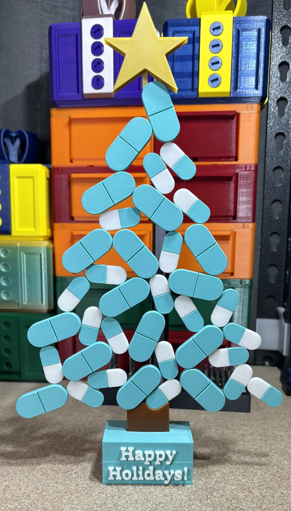 Happy Holidays Pharmacy Tree - Free 3D Print Model - MakerWorld