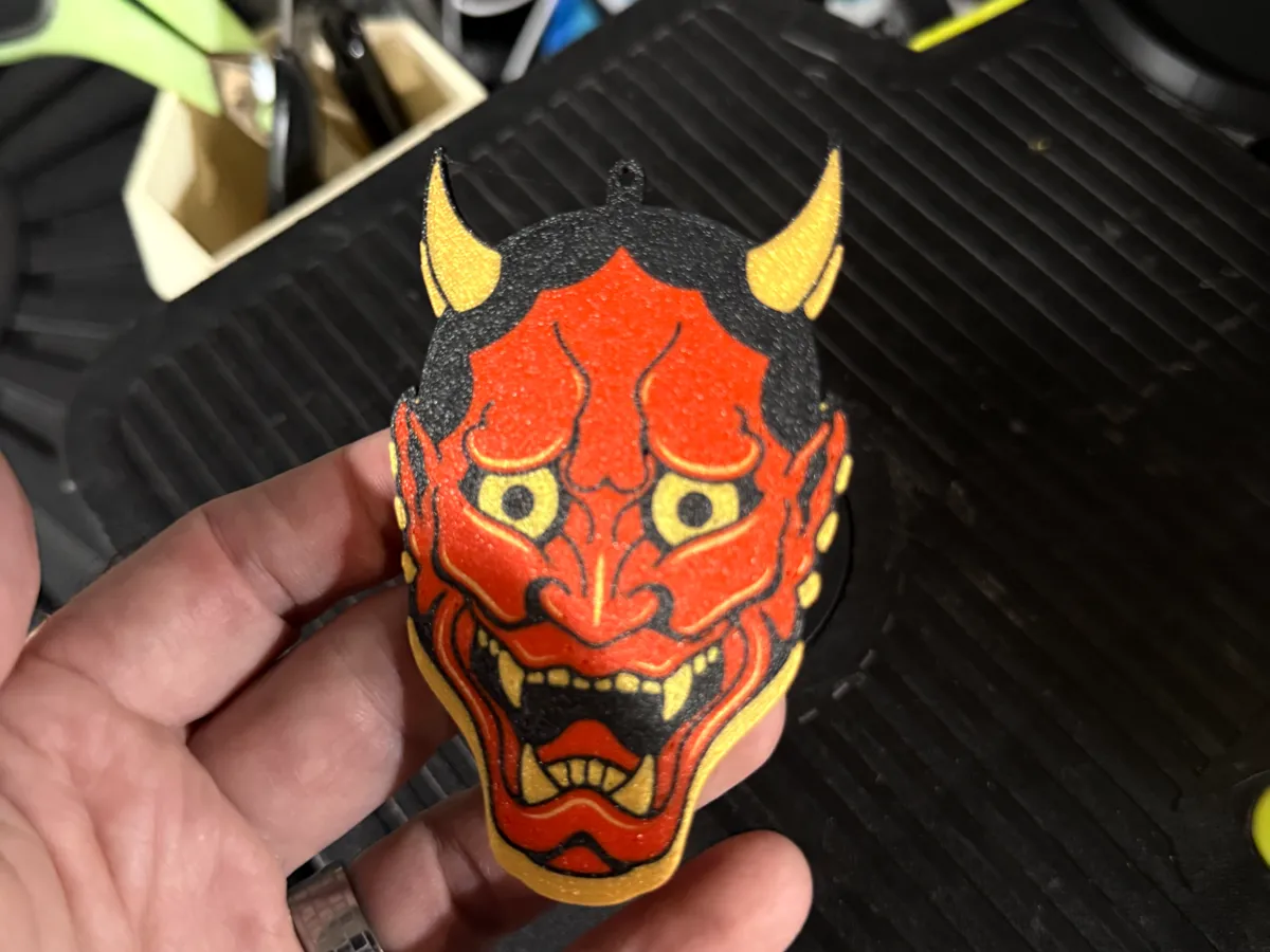 Oni Mask Keychain – Easy Print, Face-Down - Free 3D Print Model ...