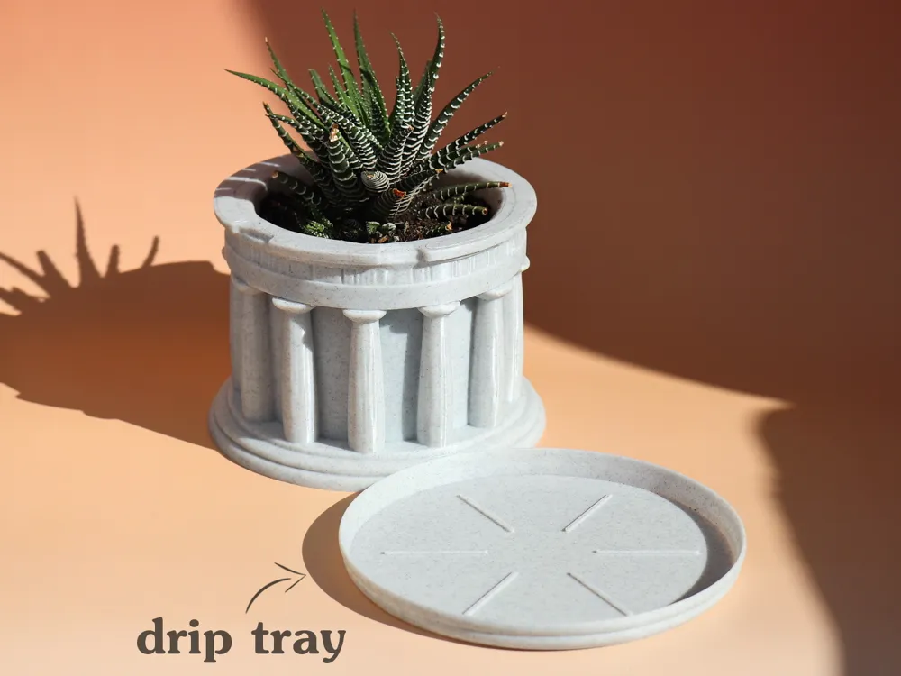 Round Greek Temple Planter with drip tray by Crow_ck MakerWorld ...