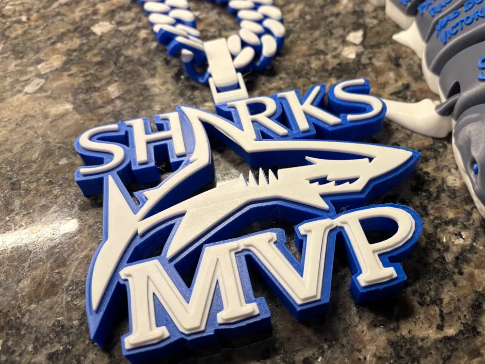 Sharks MVP Medal with Cuban Link Chain by SRQ3D MakerWorld: Download ...