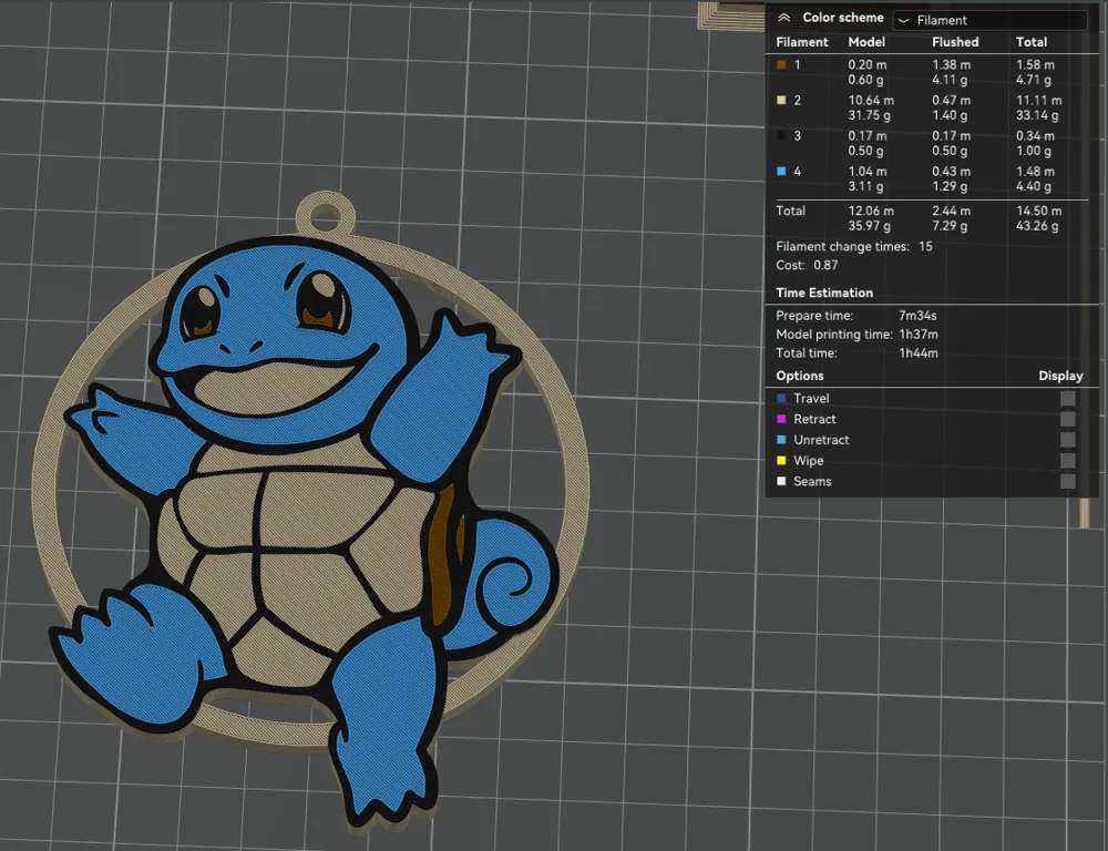 Squirtle Ornament 4 Color by t3dprintshop - MakerWorld