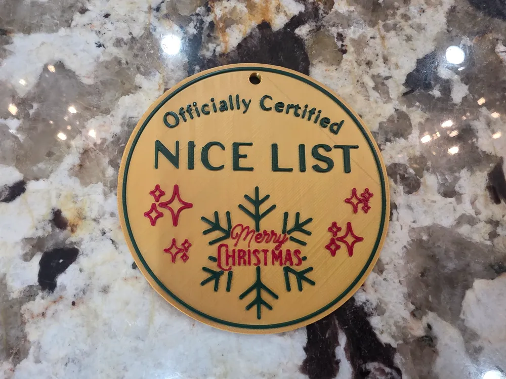 Nice List Medal - Free 3D Print Model - MakerWorld