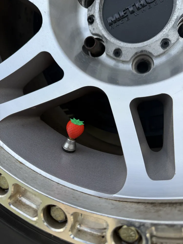 Valve Stem Caps : Strawberry! - Free 3D Print Model - MakerWorld