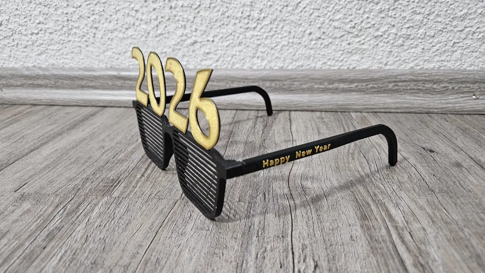 2026 / Happy New Year / Happy New Year - Glasses - Free 3D Print Model ...