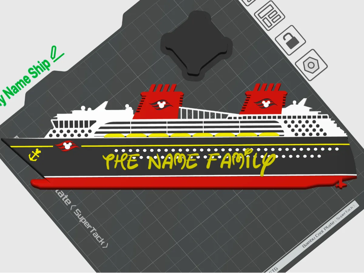 Disney Cruise Ship Magnet (Editable Family Name) - Free 3D Print Model ...