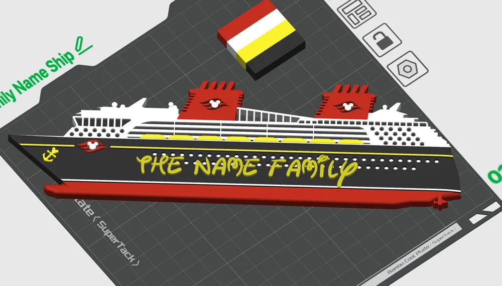 Disney Cruise Ship Magnet (Editable Family Name) - Free 3D Print Model ...